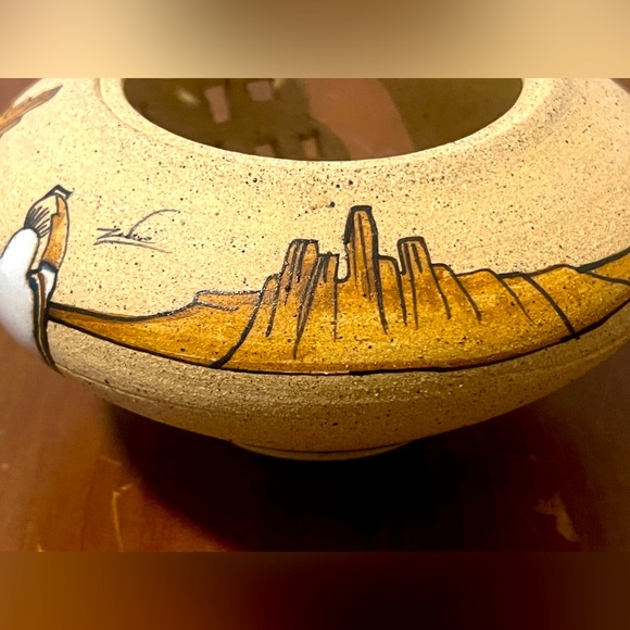 zodin | Art | Zodin Signed Southwestern Sand Art Pottery Candle Holder ...